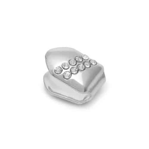 Silver Plated Single Tooth Cap With CZ Diamonds - Deez Grillz