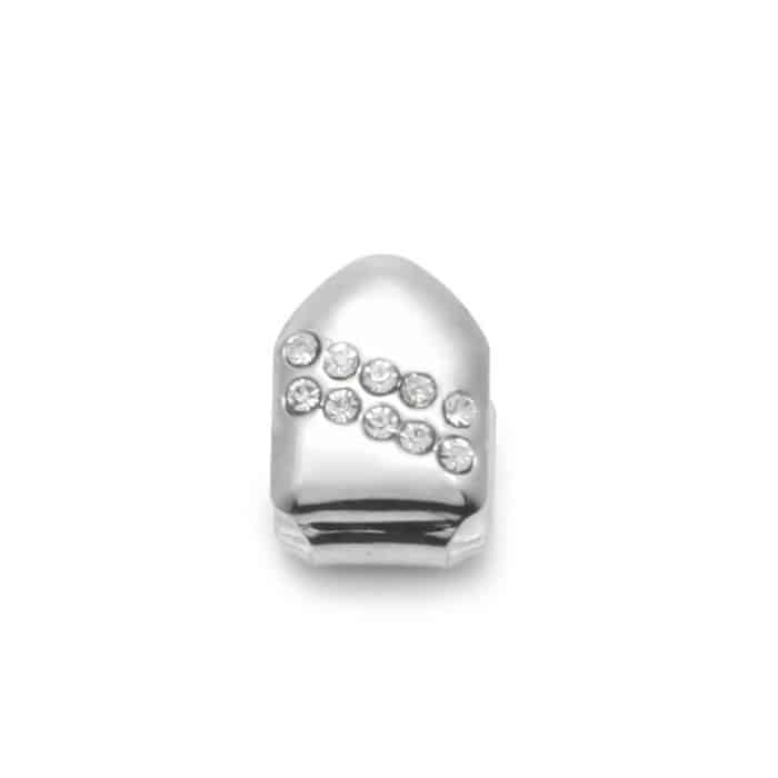 Silver Plated Single Tooth Cap With CZ Diamonds - Deez Grillz