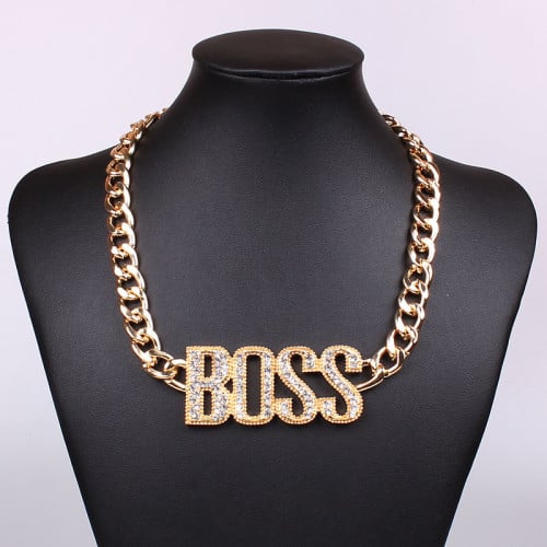 Iced Out 14K Gold 'BOSS' Chain - Deez Grillz