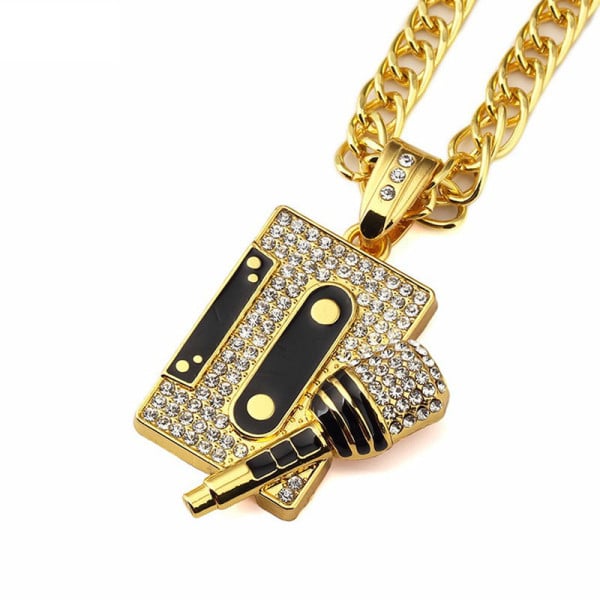 18K Gold Plated Casette-Microphone Pendant and Chain - Deez Grillz