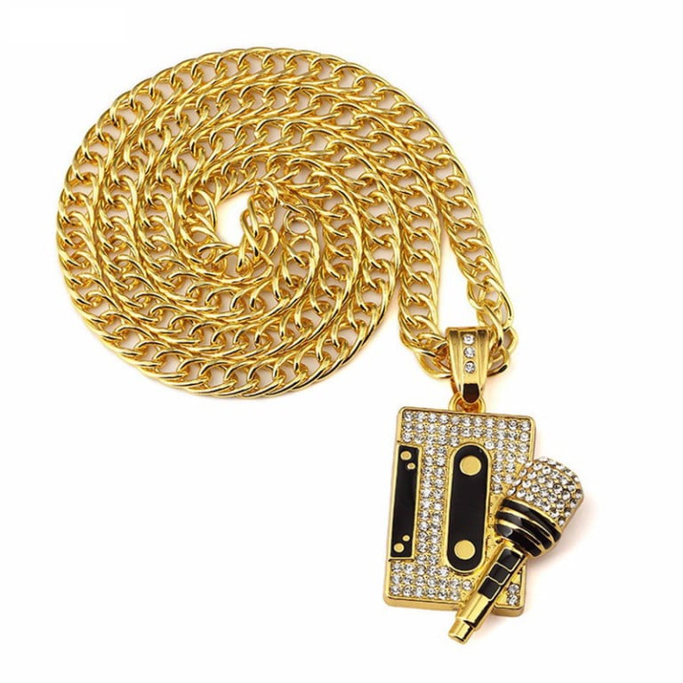 18K Gold Plated Casette-Microphone Pendant and Chain - Deez Grillz